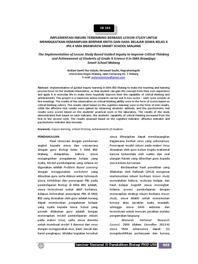ID Implementasi Inkuiri Terbimbing Berbasis | PDF | Inquiry Based Learning | Critical Thinking