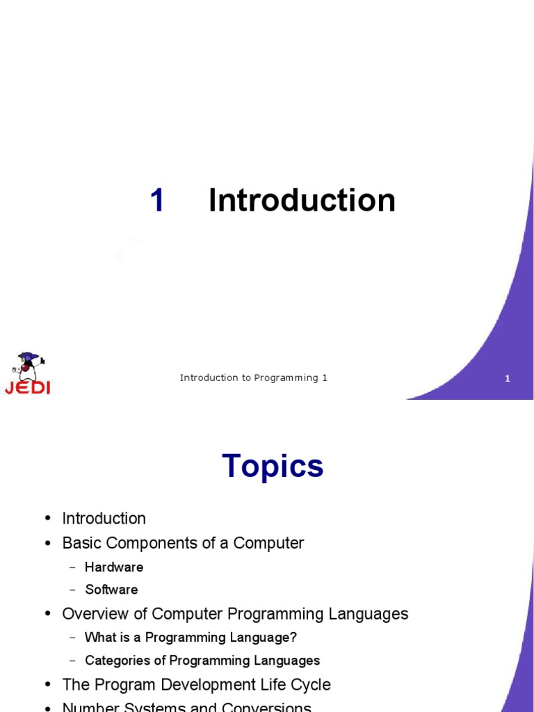 JEDI Slides-Intro1-Chapter01-Introduction To Computer Programming PDF | PDF | Computer Data ...