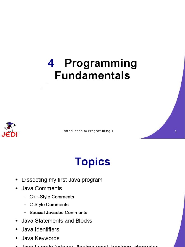 Java Programming Fundamentals - Introduction to Programming 1 | PDF | Reserved Word | Data Type