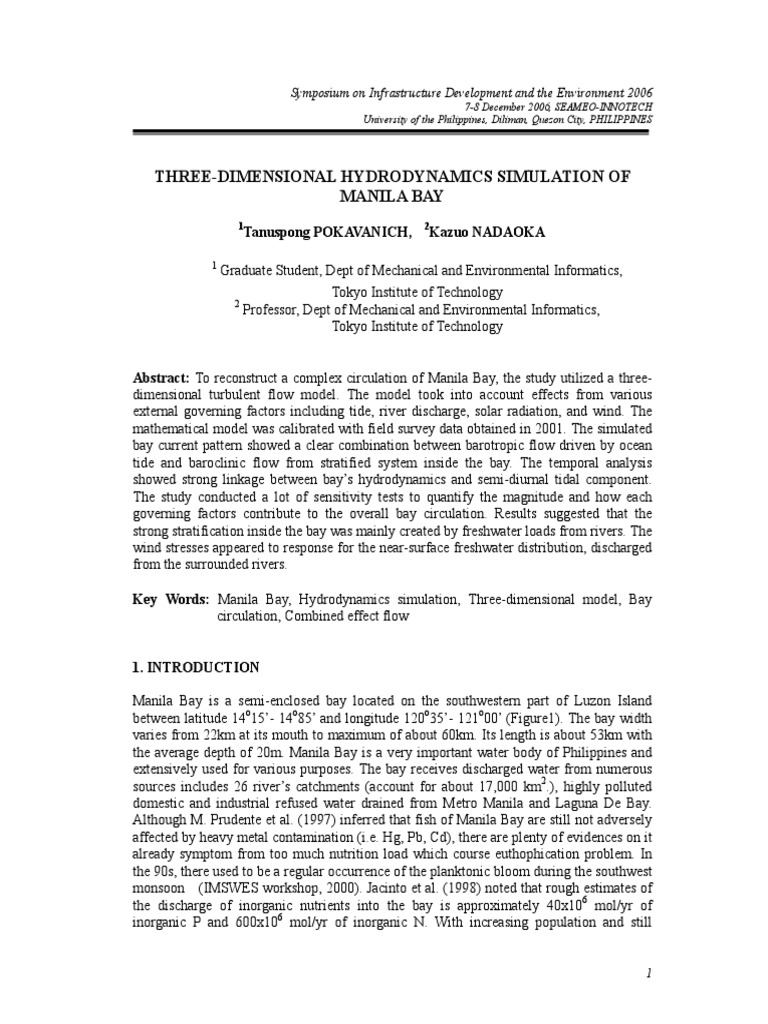 Manila Bay 3D Hydrodynamics Simulation | PDF | Tide | Fluid Dynamics