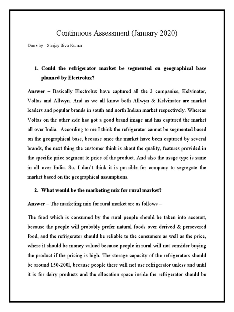 Continuous Assessment | PDF