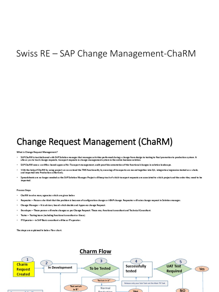 SAP Change Managment Process - ChaRM | PDF | Business | Information ...