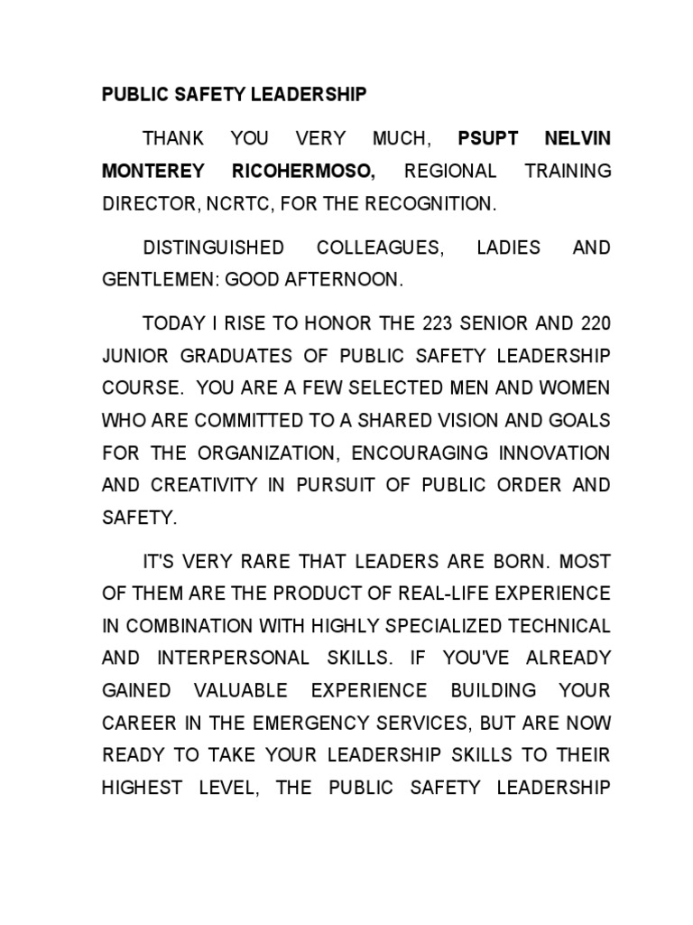 Public Safety Leadership Course Overview | PDF | Leadership | Police