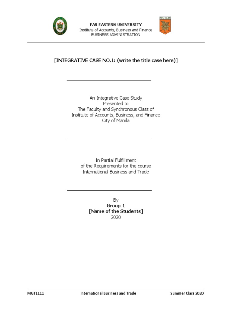 Integrative Case Template | PDF | Cognition | Business