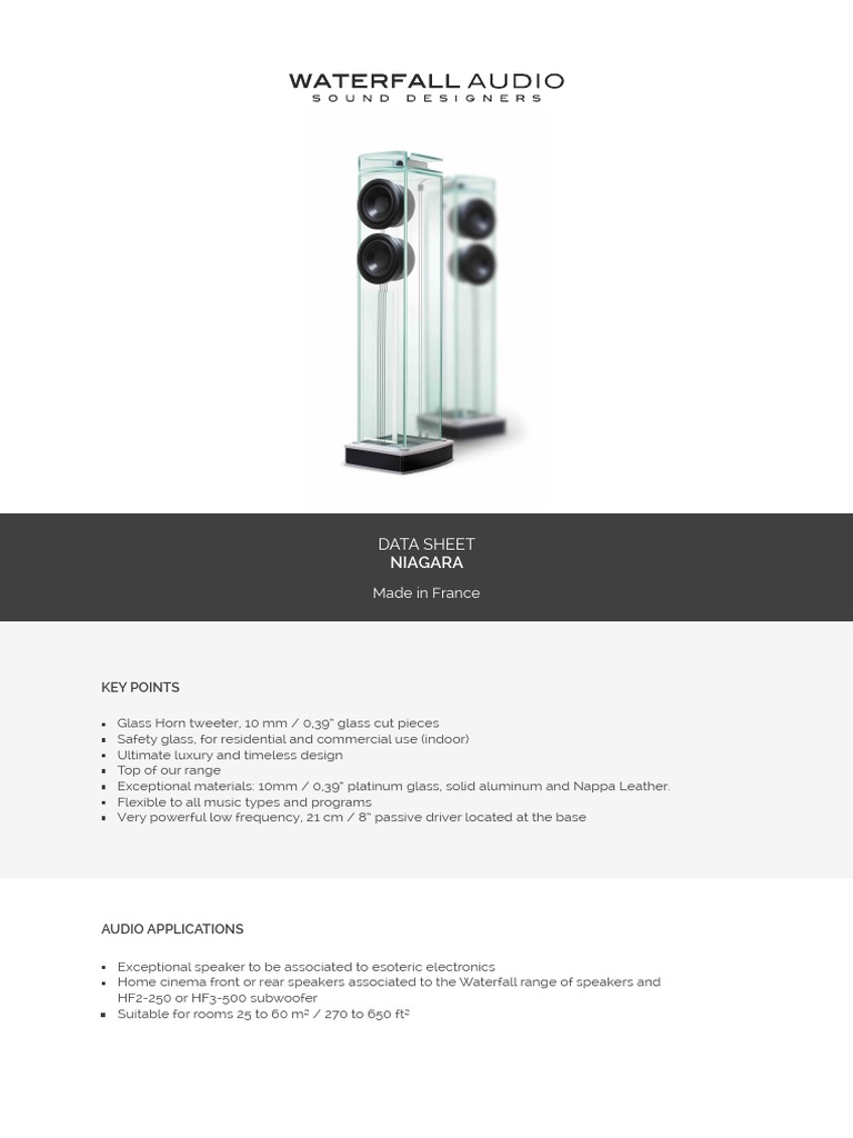 Data Sheet Waterfall Niagara | PDF | Loudspeaker | Telecommunications ...