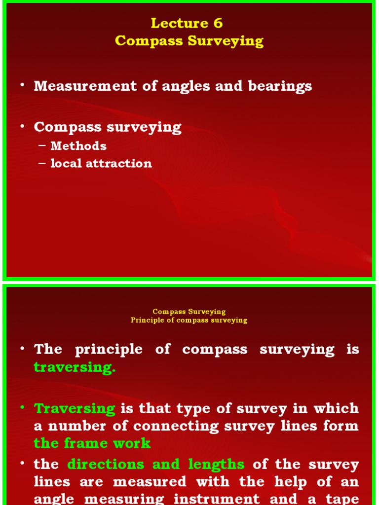 Measurement of Angles and Bearings - Compass Surveying | Download Free ...
