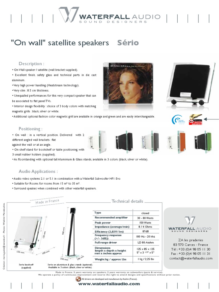 Waterfall Sério US Data Sheet | PDF | Loudspeaker | Audio Electronics