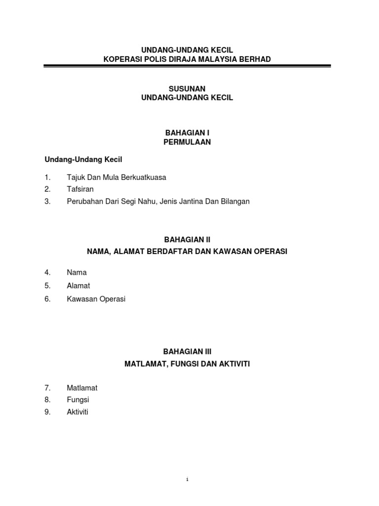 Undang Undang Kecil KPDRM | PDF