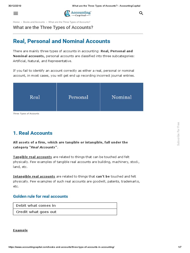 Types of Accounts in Accounting | PDF | Debits And Credits | Financial ...