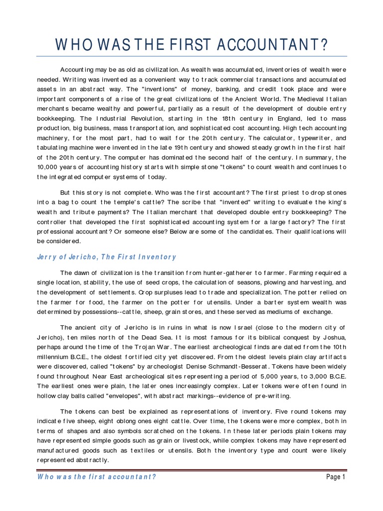 Who Was The First Accountant PDF | PDF | Debits And Credits | Economies