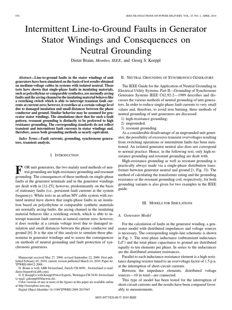 Intermittent Line-to-Ground Faults in Generator Stator Windings and ...