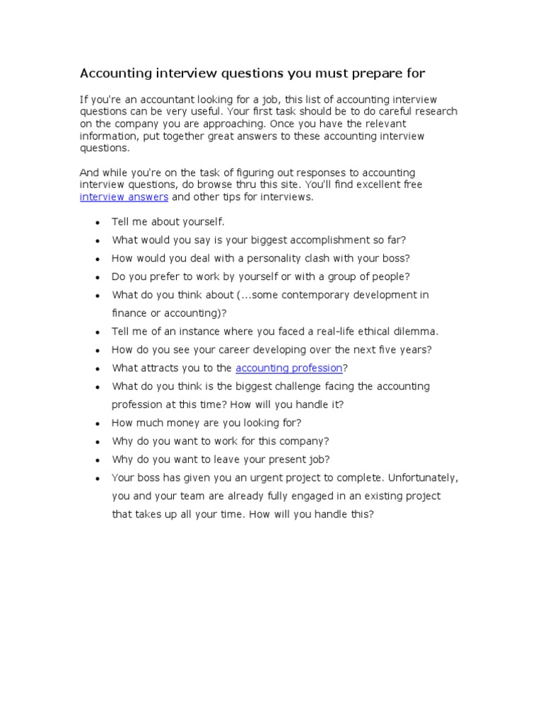 Accounting interview questions and answers guide | PDF