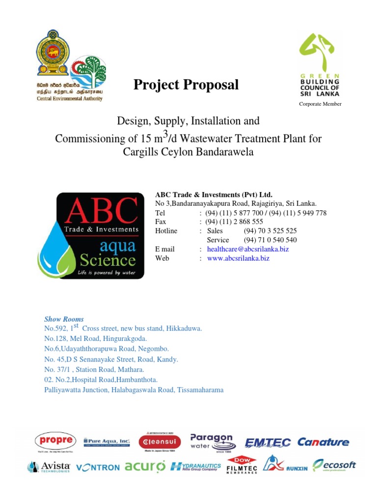 Cargills Bandarawela Wastewater Proposal | PDF | Sewage Treatment ...