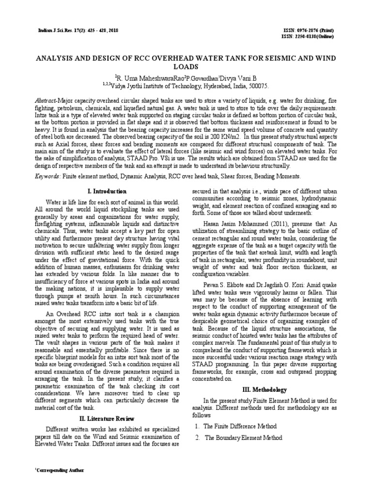 RCC Overhead Water Tank Analysis | PDF | Beam (Structure) | Finite ...
