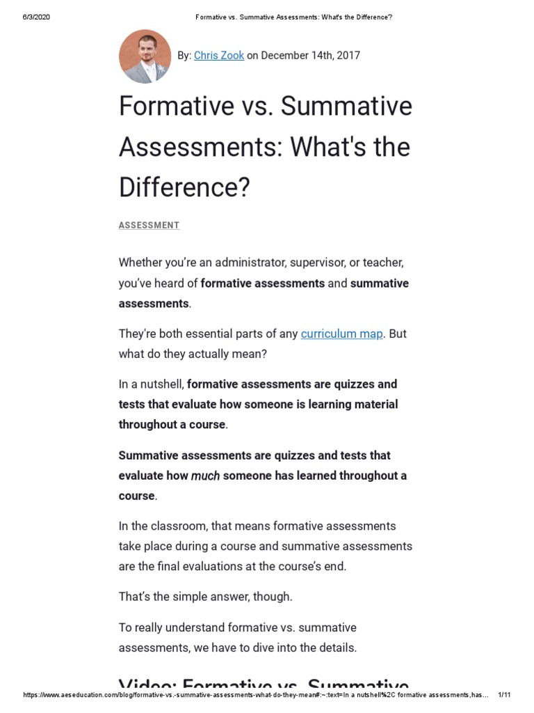 Formative vs. Summative Assessments Explained | PDF | Educational ...