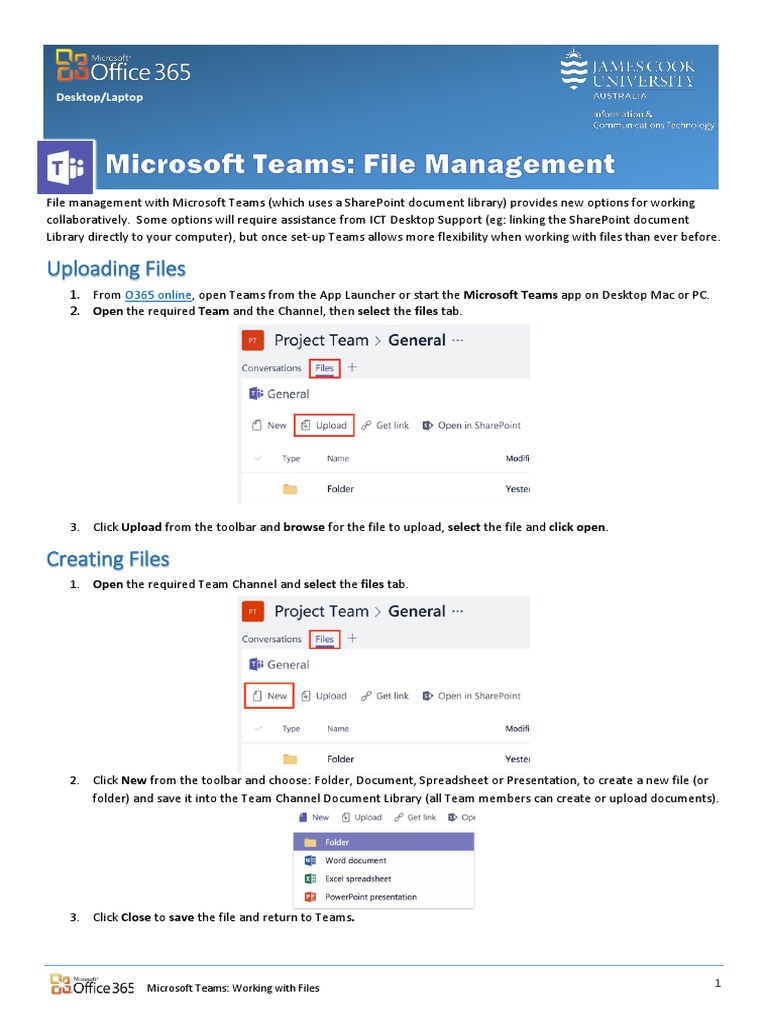 Microsoft Teams File Management Quick Guide PDF | PDF | Version Control ...
