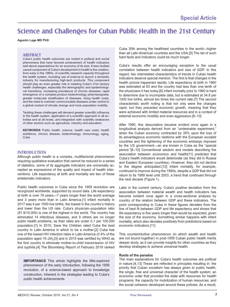 Science and Challenges For Cuban Public Health in The 21st Century ...