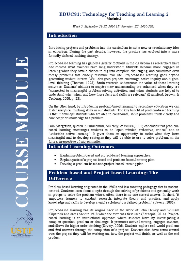 Project-Based and Problem-Based Learning | PDF | Project Based Learning | Education Theory