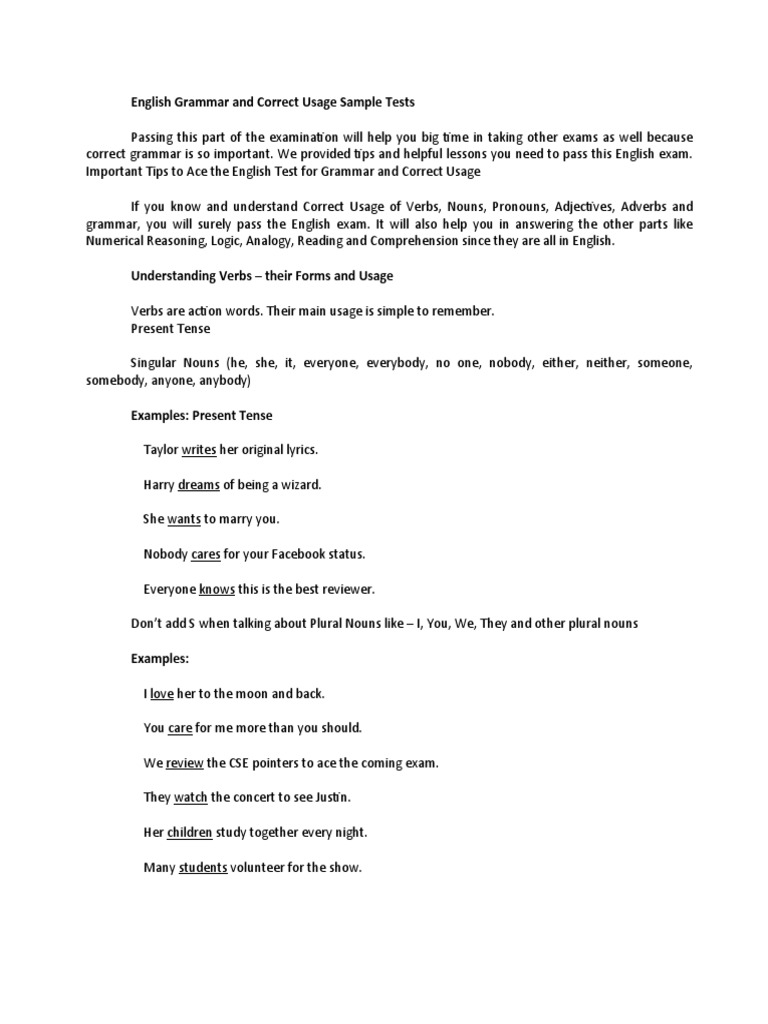 1) English Grammar and Correct Usage - Reminders | PDF | English ...