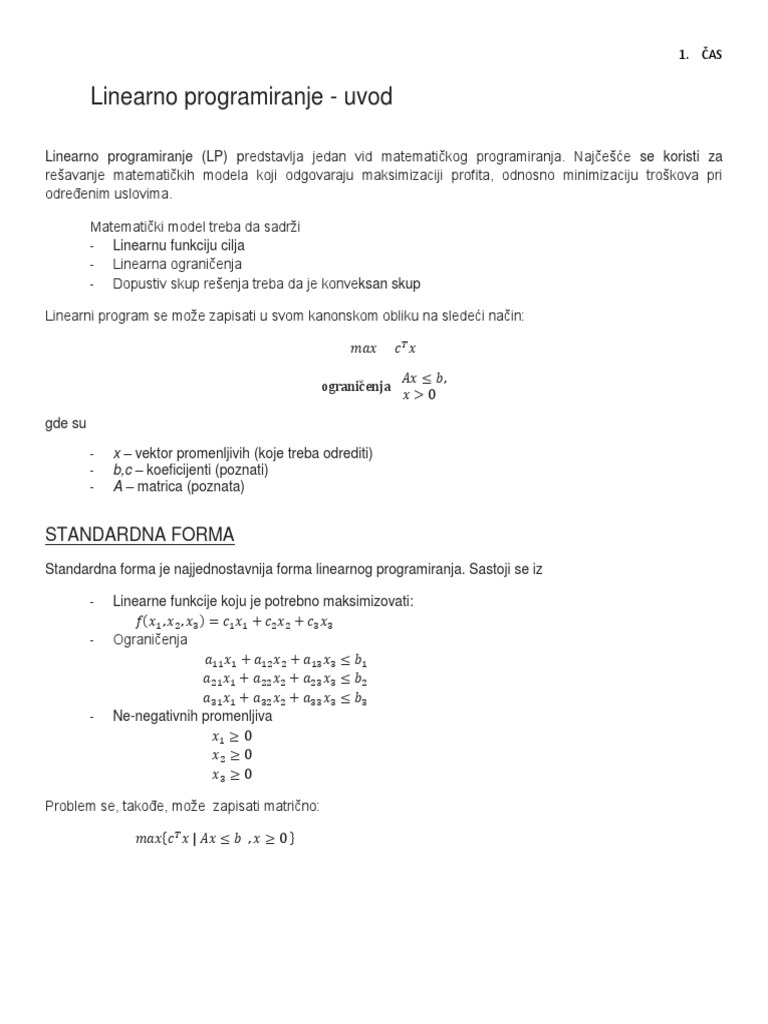 Linearno Pogramiranje PDF | PDF
