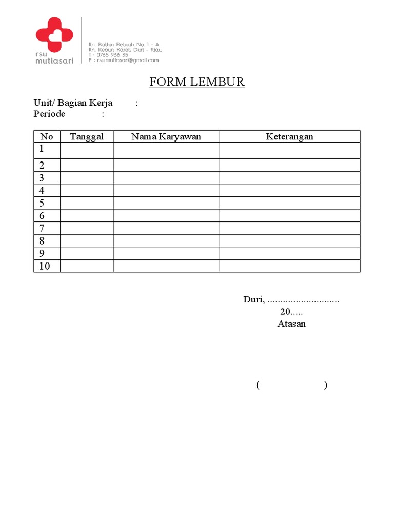 Form Lembur | PDF