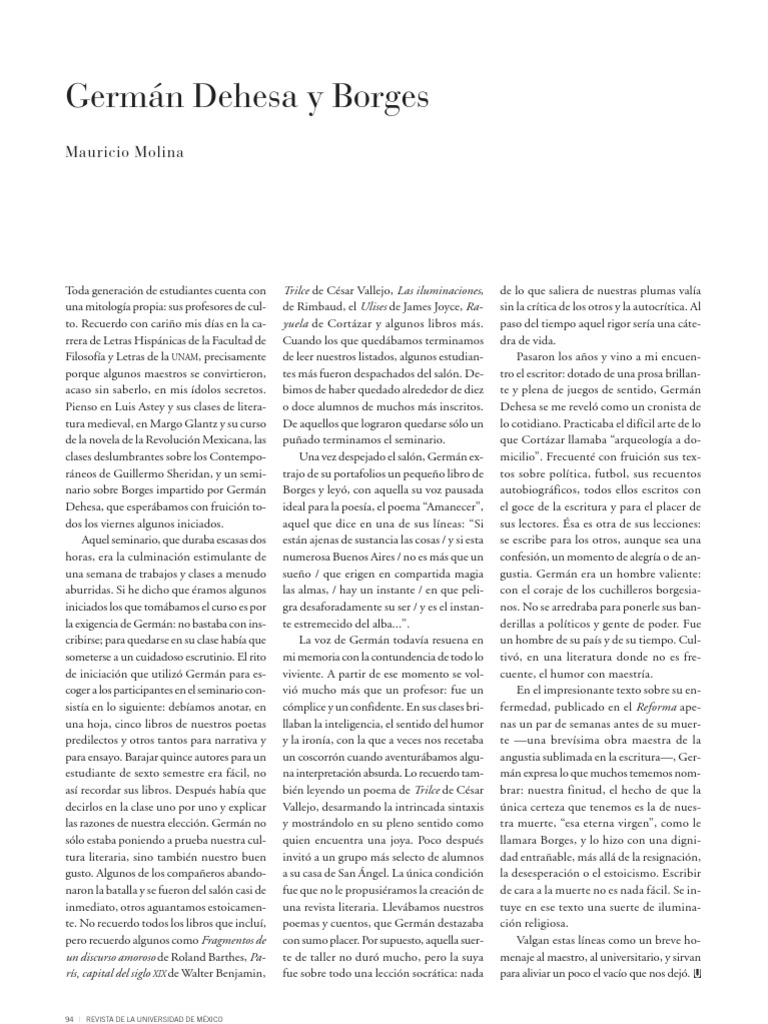 Homenaje a Germán Dehesa: Maestro y Escritor | PDF | Ficción general
