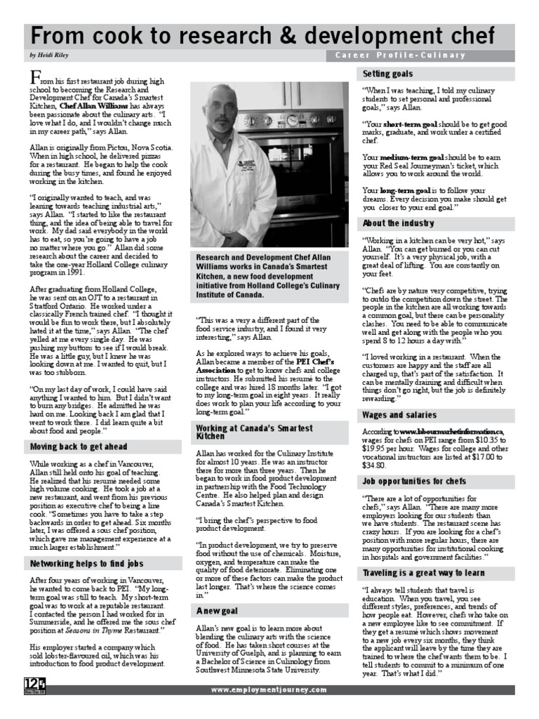 Profile: Chef Allan Williams | PDF | Chef | Restaurants