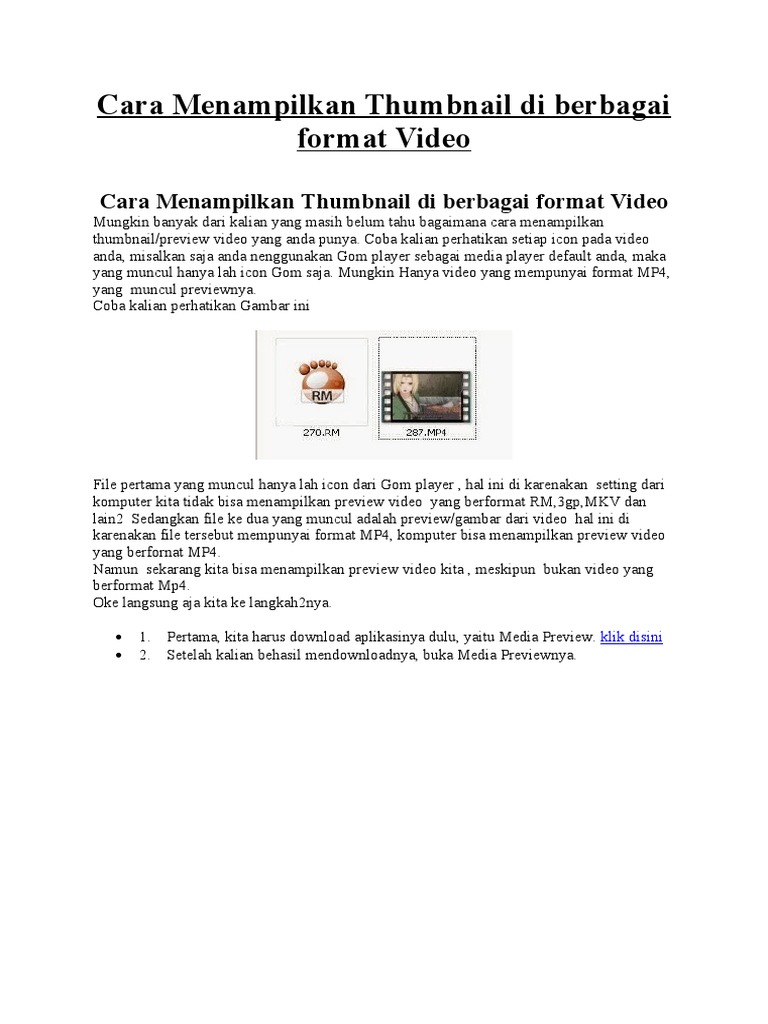 Cara Menampilkan Thumbnail Di Berbagai Format Video | PDF