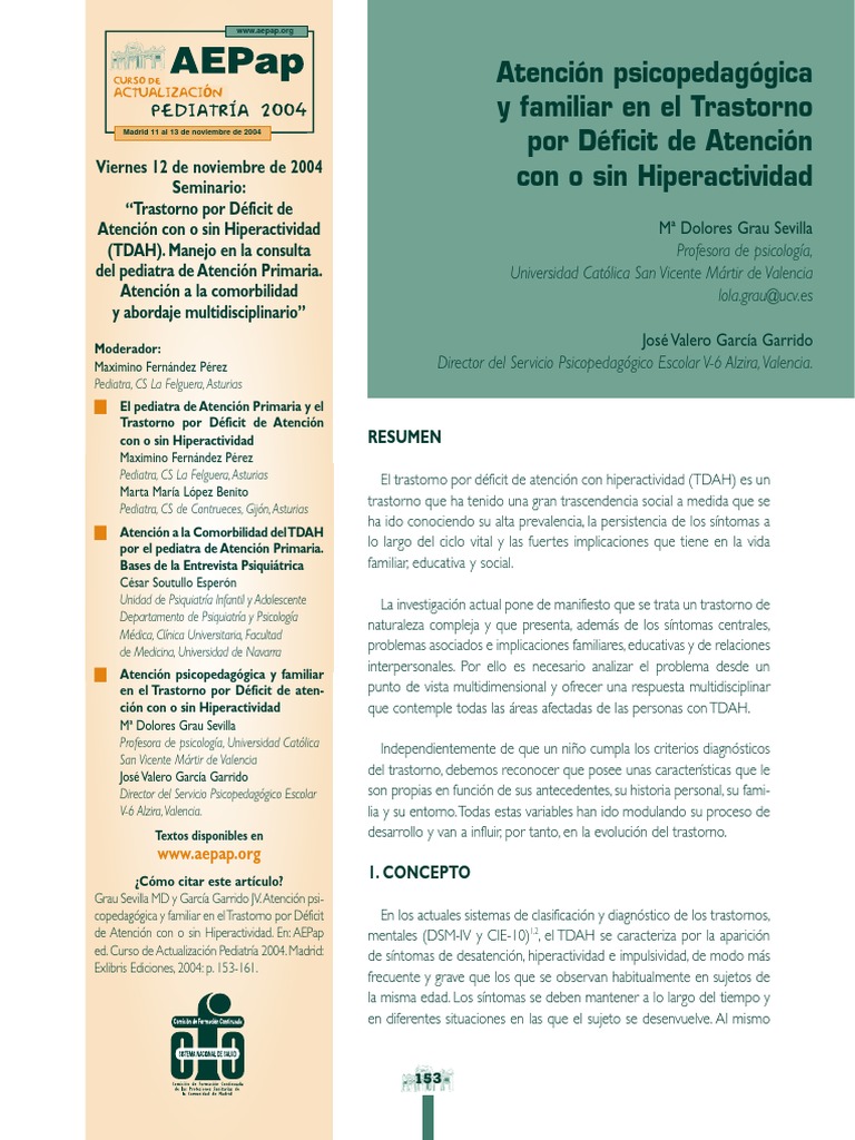 Aepap 2004 Tdah3 PDF | PDF | Desorden hiperactivo y deficit de atencion ...