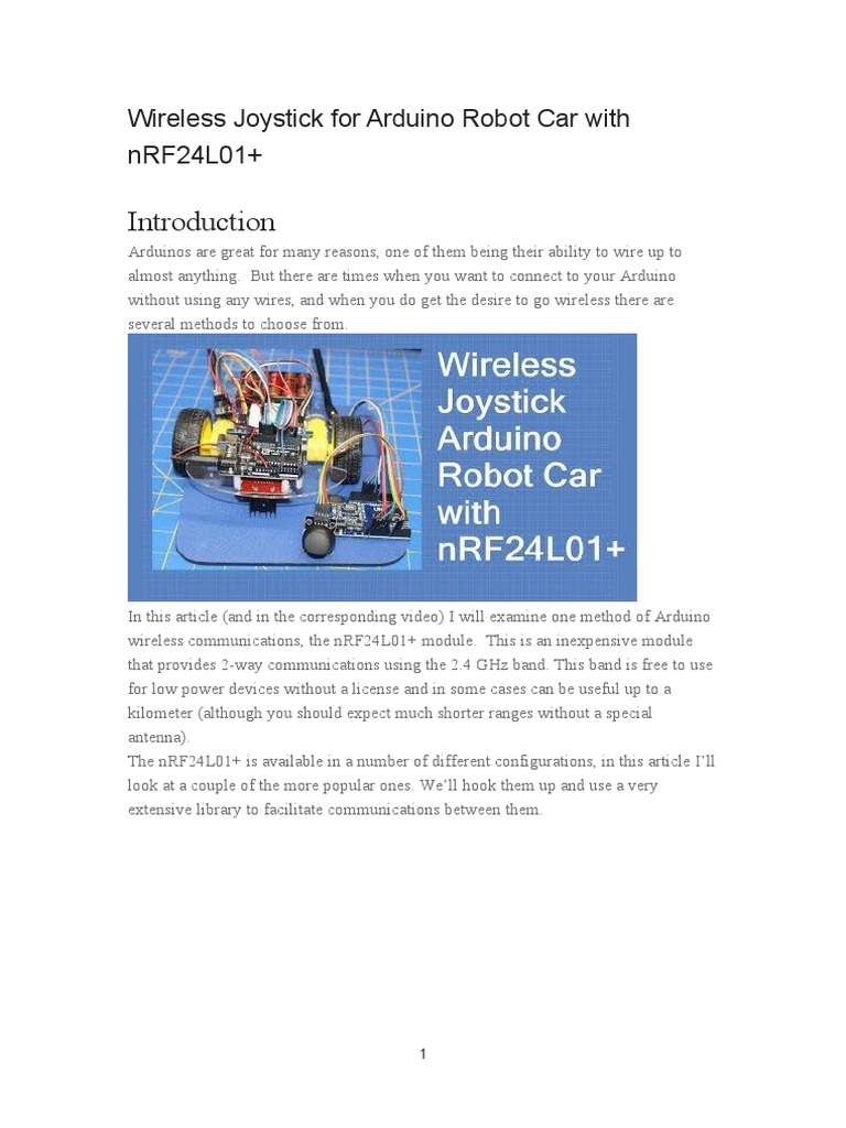 Wireless Joystick For Arduino Robot Car With Nrf24l01 Pdf Radio Telecommunications