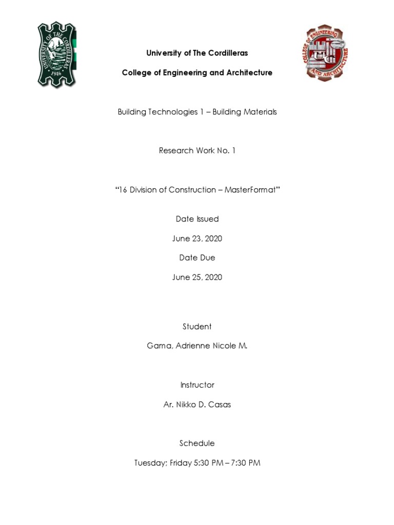 16 Division of Construction - MasterFormat | PDF