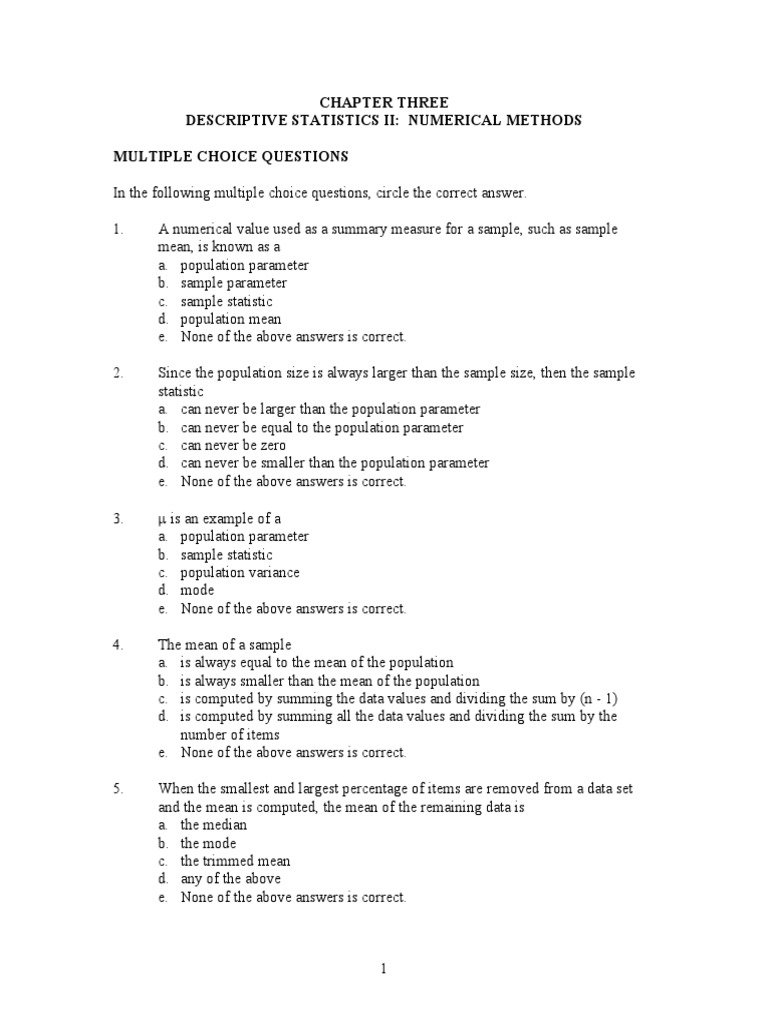 Chapter Three Descriptive Statistics Ii: Numerical Methods Multiple ...