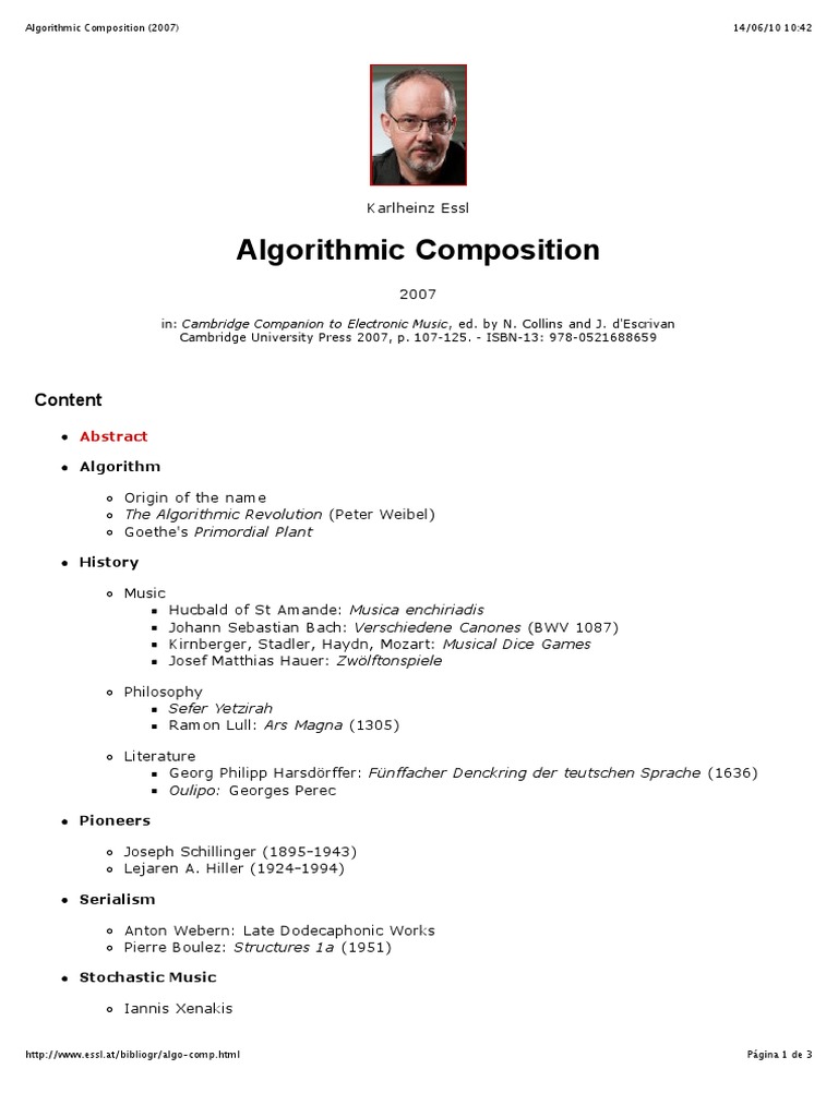 Algorithmic Composition (2007) | PDF | Electronic Music | Modernism (Music)