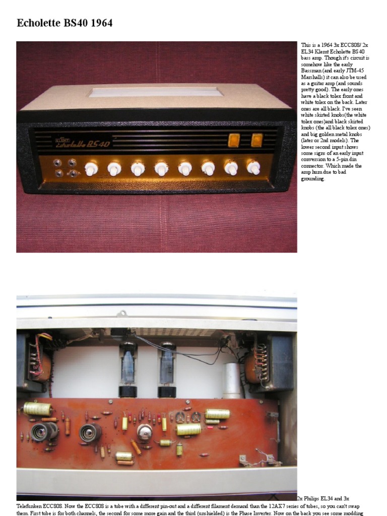 Echolette BS40 1964 | PDF | Vacuum Tube | Fuse (Electrical)