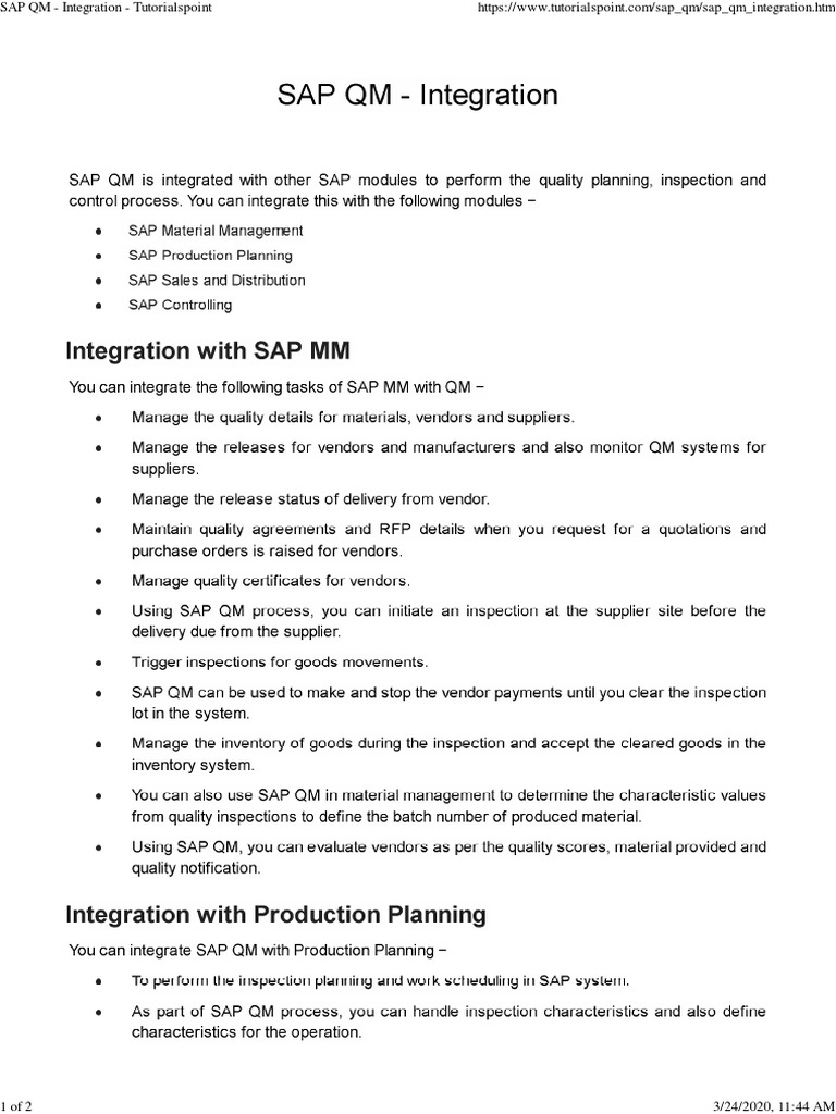 04 - SAP QM - Integration - Tutorialspoint | PDF