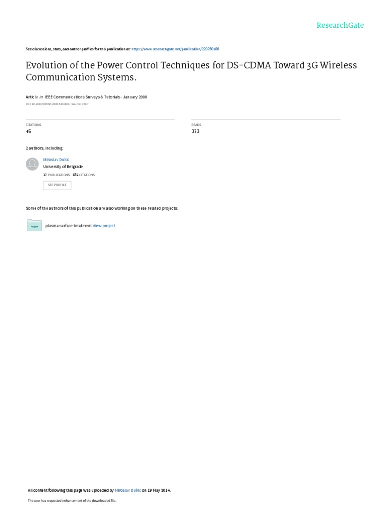 Evolution of The Power Control Techniques For DS-CDMA Toward 3G Wireless Communication Systems ...