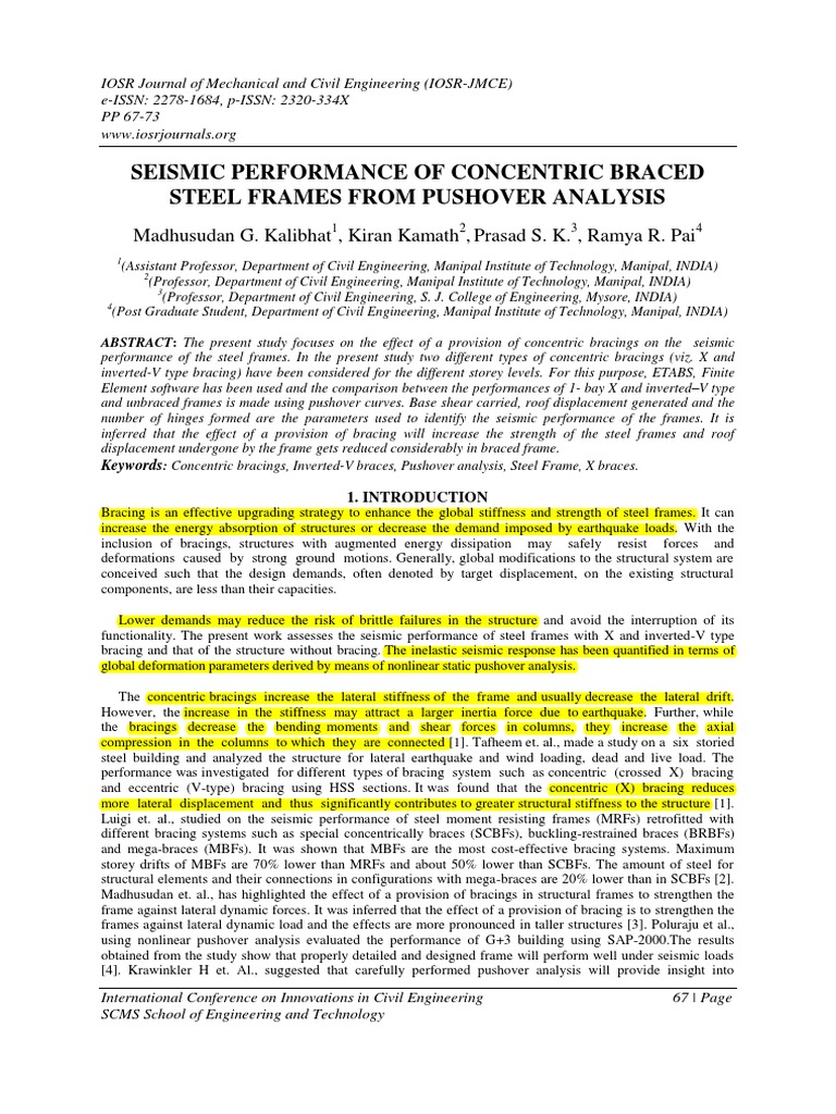 Seismic Performance of Concentric Braced | PDF | Applied And ...