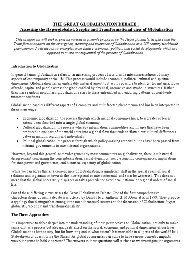 The Great Globalisation Debate Explained | PDF | Economic Globalization ...