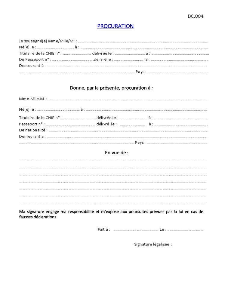 Modele Procuration PDF | PDF