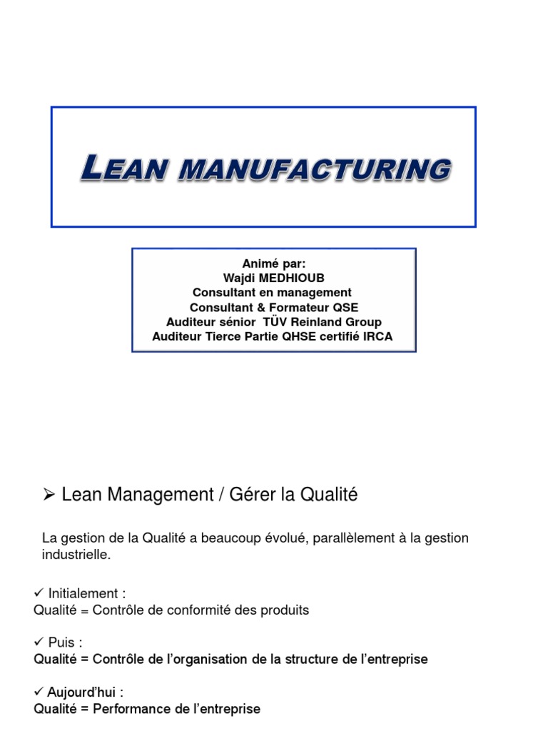Lean Management et Amélioration Continue | PDF | Lean (production ...
