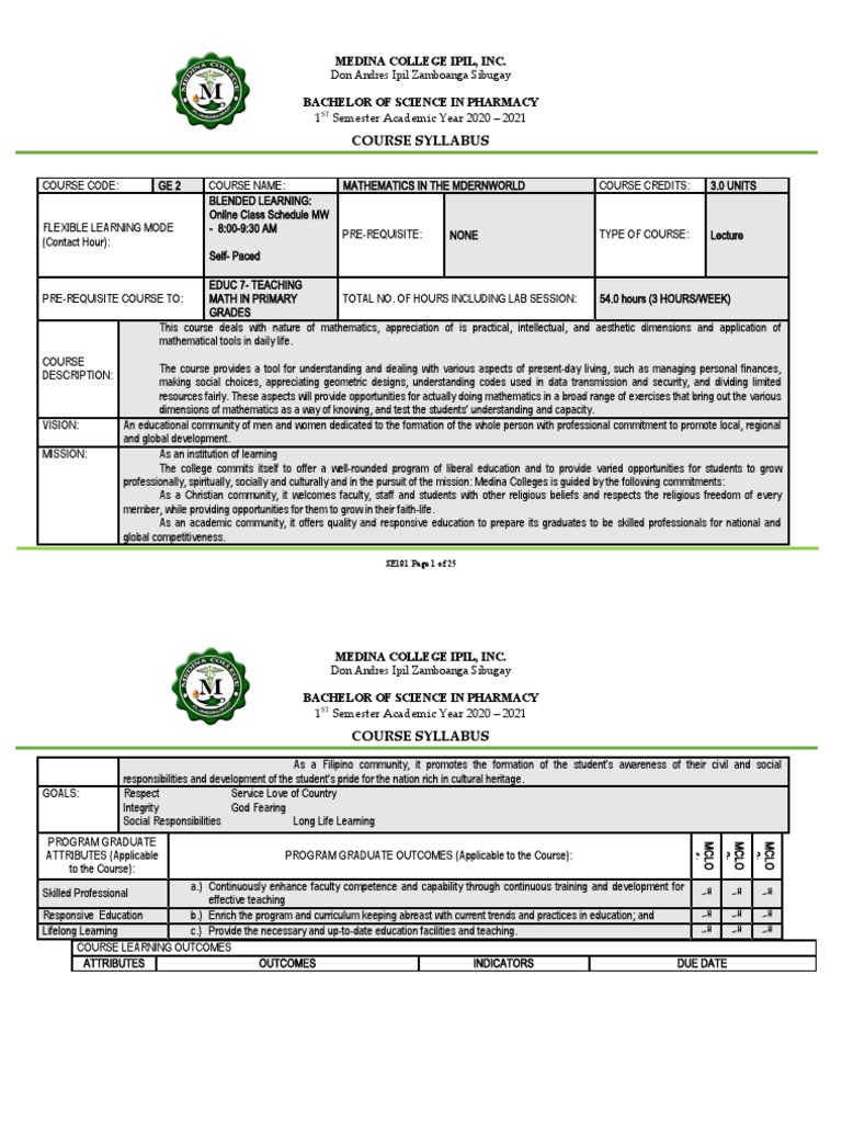 Pharmacy (Mathematics in The Modern World) | PDF | Logic | Teaching ...