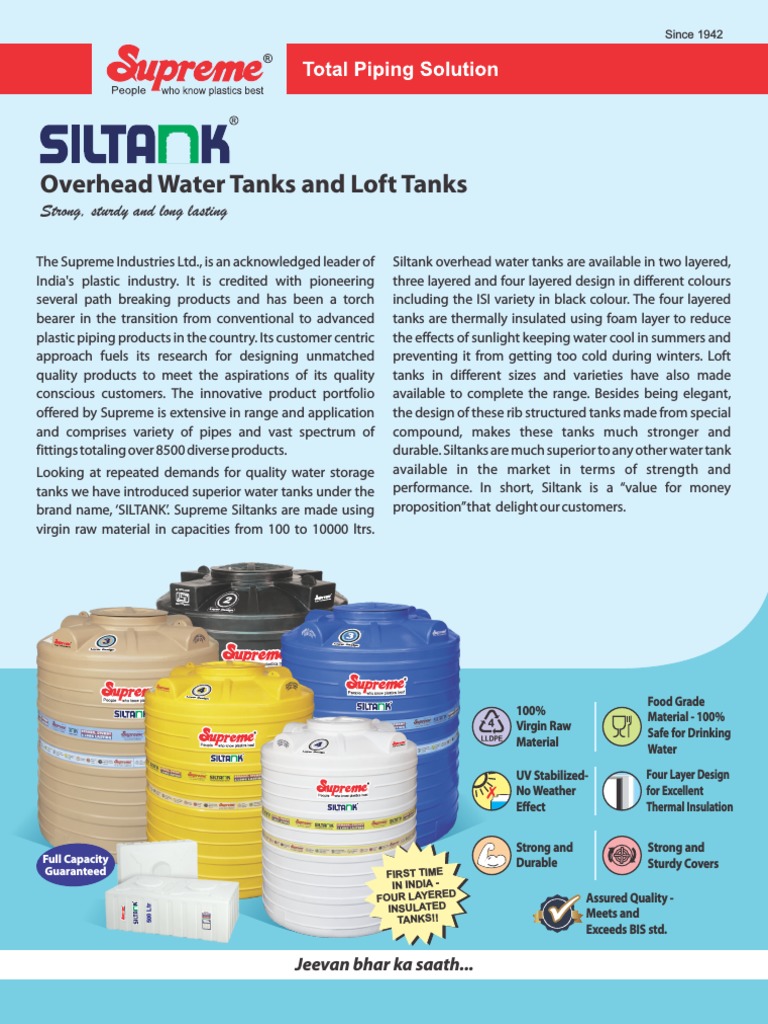 5 Siltank Overhead Water Tank | PDF | Thermal Insulation | Plastic