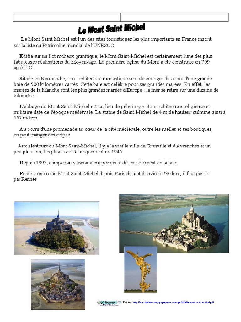 Le Mont Saint Michel Fiche Pedagogique - 109001 | PDF | Art