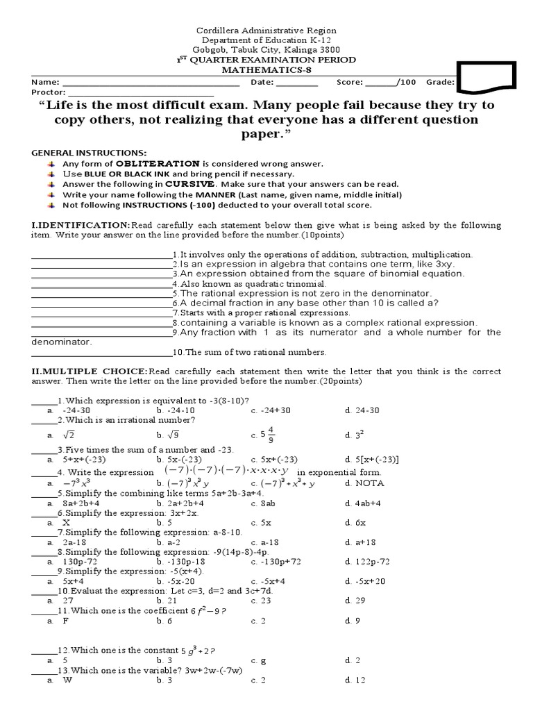 Life Is The Most Difficult Exam. Many People Fail Because They Try To ...