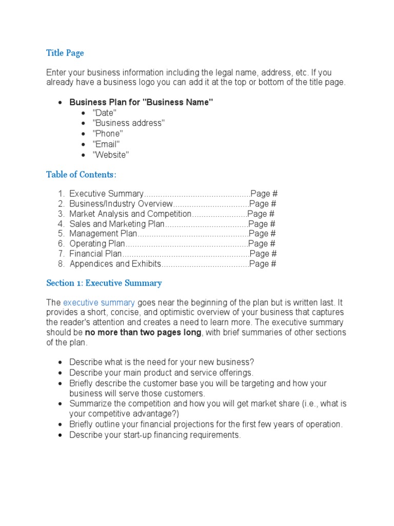 Business Plan Template | PDF | Balance Sheet | Income Statement