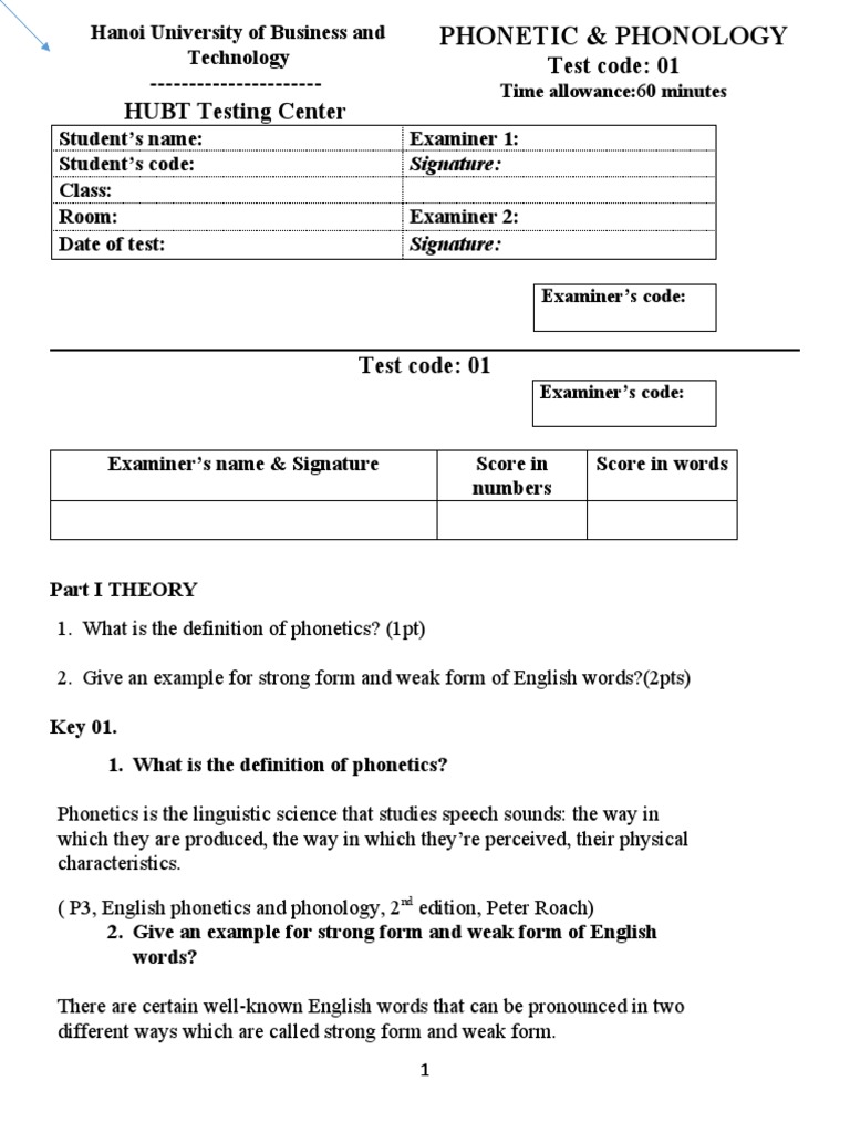 Phonetics and Phonology Test Papers | PDF | Tone (Linguistics) | Phonology