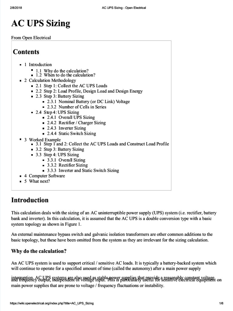 AC UPS Sizing AC UPS Sizing: Why Do The Calculation? Why Do The ...
