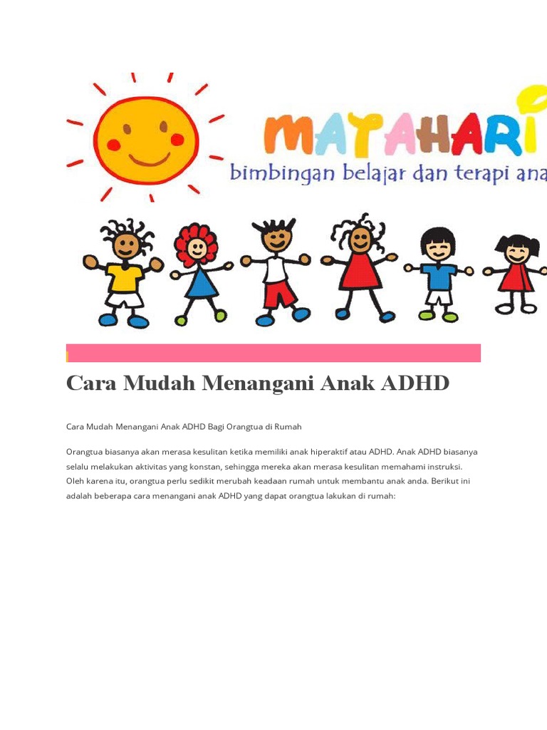 Cara Mengatasi Adhd Di Rumah | PDF