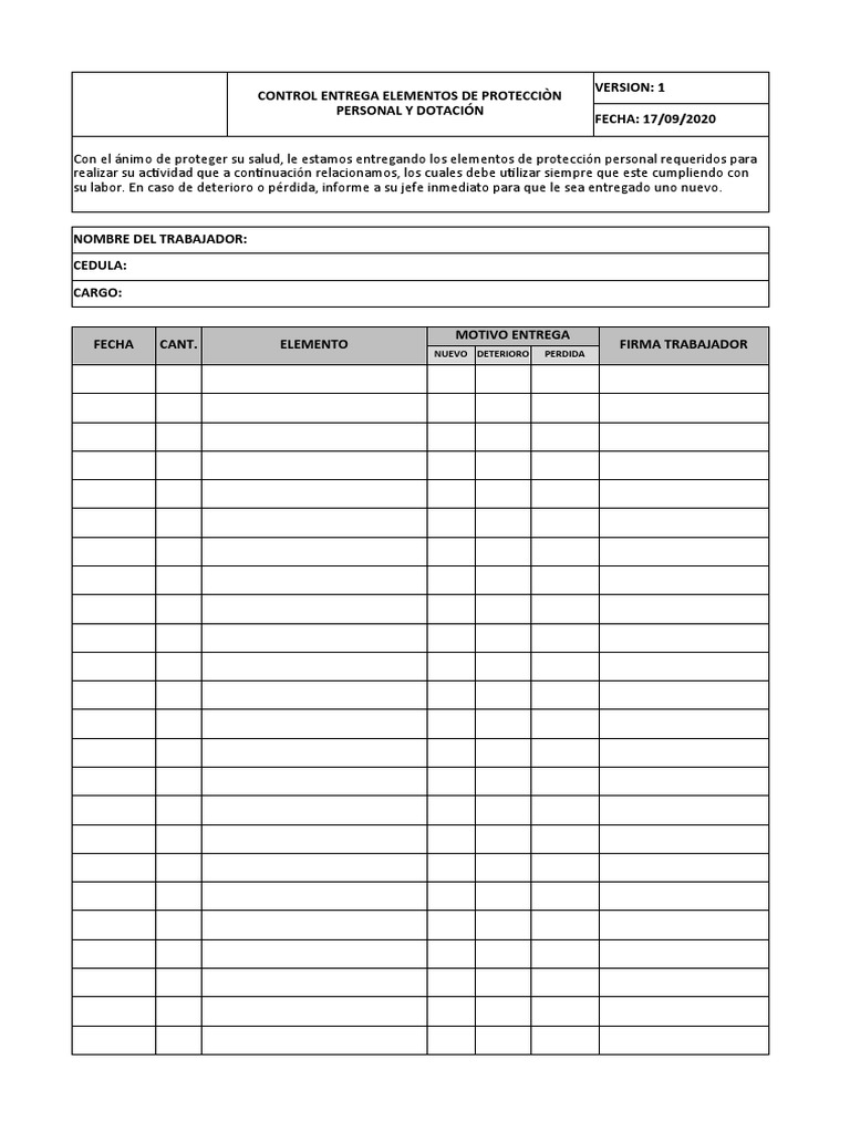 Control Entrega Epp | PDF | Tecnología