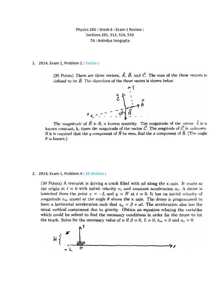 Physics 206 Exam 1 Review Guide | PDF